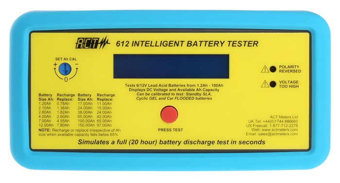 ACT Meter 612-IBT Battery Tester 12 V, V ACT Meter RS, 54% OFF