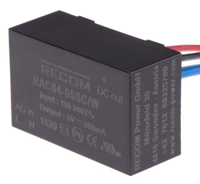 RAC04-05SC/W Recom | Recom Switching Power Supply, RAC04-05SC/W, 5V dc ... RAC04-05SC/W Recom | Recom Switching Power Supply, RAC04-05SC/W, 5V dc ...