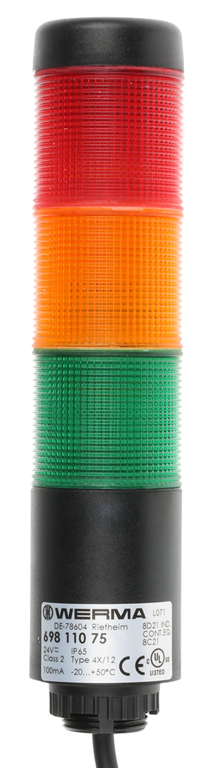 698.110.75 Werma | Werma Kompakt Series Red/Green/Yellow Signal Tower ...