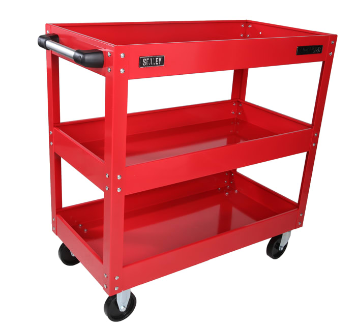RS PRO | RS PRO 3 Shelf Steel Trolley Workshop Tool Trolley, 840 x 405 ...