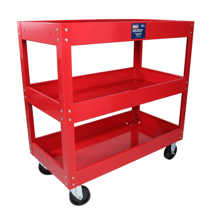 RS PRO | RS PRO 3 Shelf Steel Trolley Workshop Tool Trolley, 840 x 405 ...
