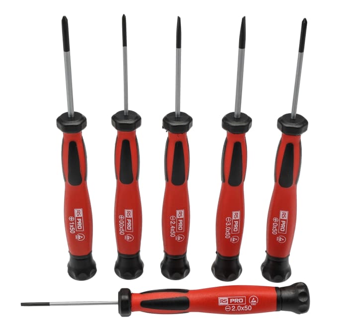RS PRO | RS PRO Phillips; Slotted Precision Screwdriver Set, 6-Piece, ESD-Safe | 864-0861 | RS