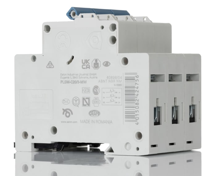 242475 PLSM-C20/3-MW Eaton | Eaton xPole MCB, 3P, 20A Curve C, 400V AC, 48V DC, 10 kA Breaking ...