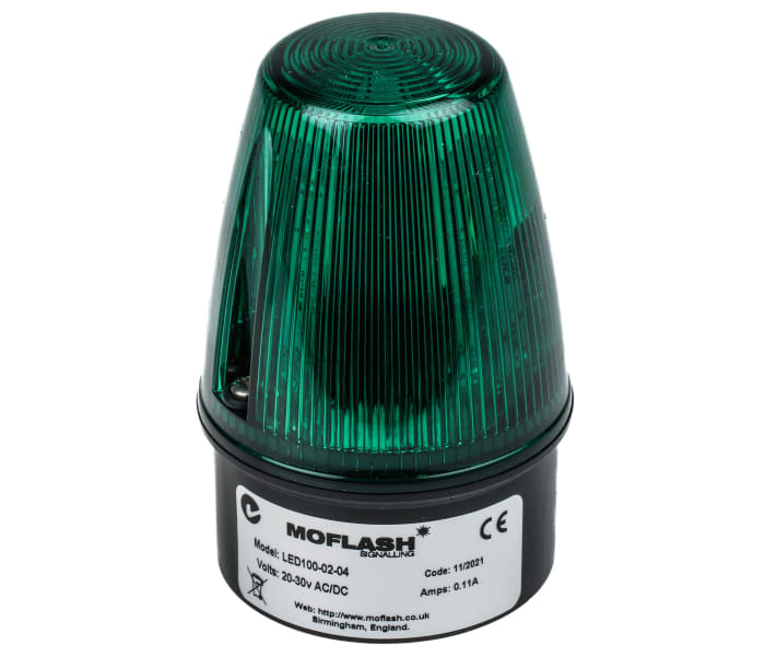 LED100-02-04 Moflash | Moflash LED100 Series Green Flashing Beacon, 20 ...