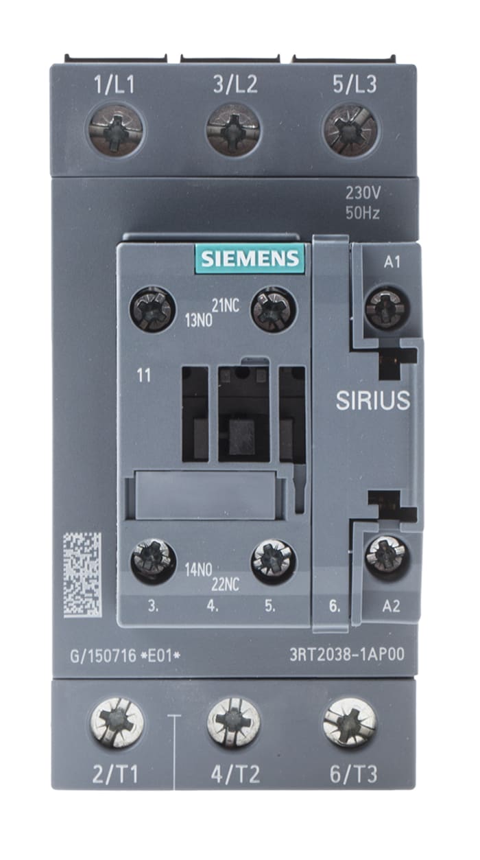 3RT2038-1AP00 Siemens | Siemens SIRIUS 3RT Size S2, 3RT2 Contactor, 230 ...
