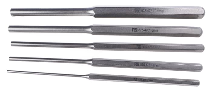 RS PRO | RS PRO 5-Piece Punch Set, Parallel Pin Punch, 3 → 9.5 mm Shank ...