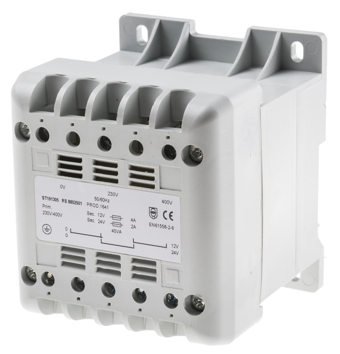RS PRO | RS PRO 40VA DIN Rail Transformer, 400V ac Primary, 12V ac ... RS PRO | RS PRO 40VA DIN Rail Transformer, 400V ac Primary, 12V ac ...