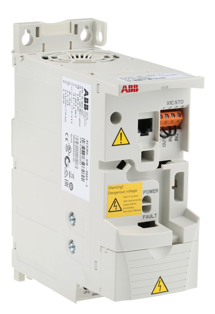 ACS355-03E-08A8-4 ABB | ABB Inverter Drive, 4 kW, 3 Phase, 400 V ac, 8. ...