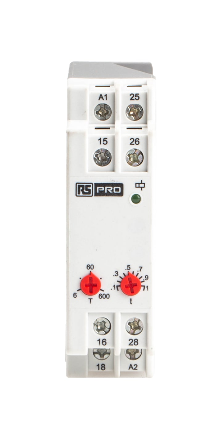 RS PRO | RS PRO DIN Rail Mount Timer Relay, 24 → 240V ac/dc, 2-Contact ...