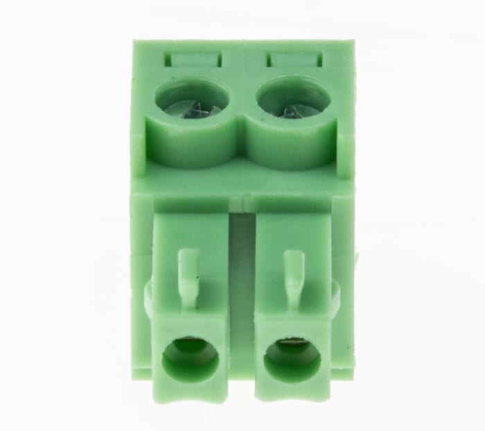 RS PRO | Bloque de terminal PCB Hembra a 90° RS PRO de 2 vías, paso 3.81mm, 8A, de color Verde ...
