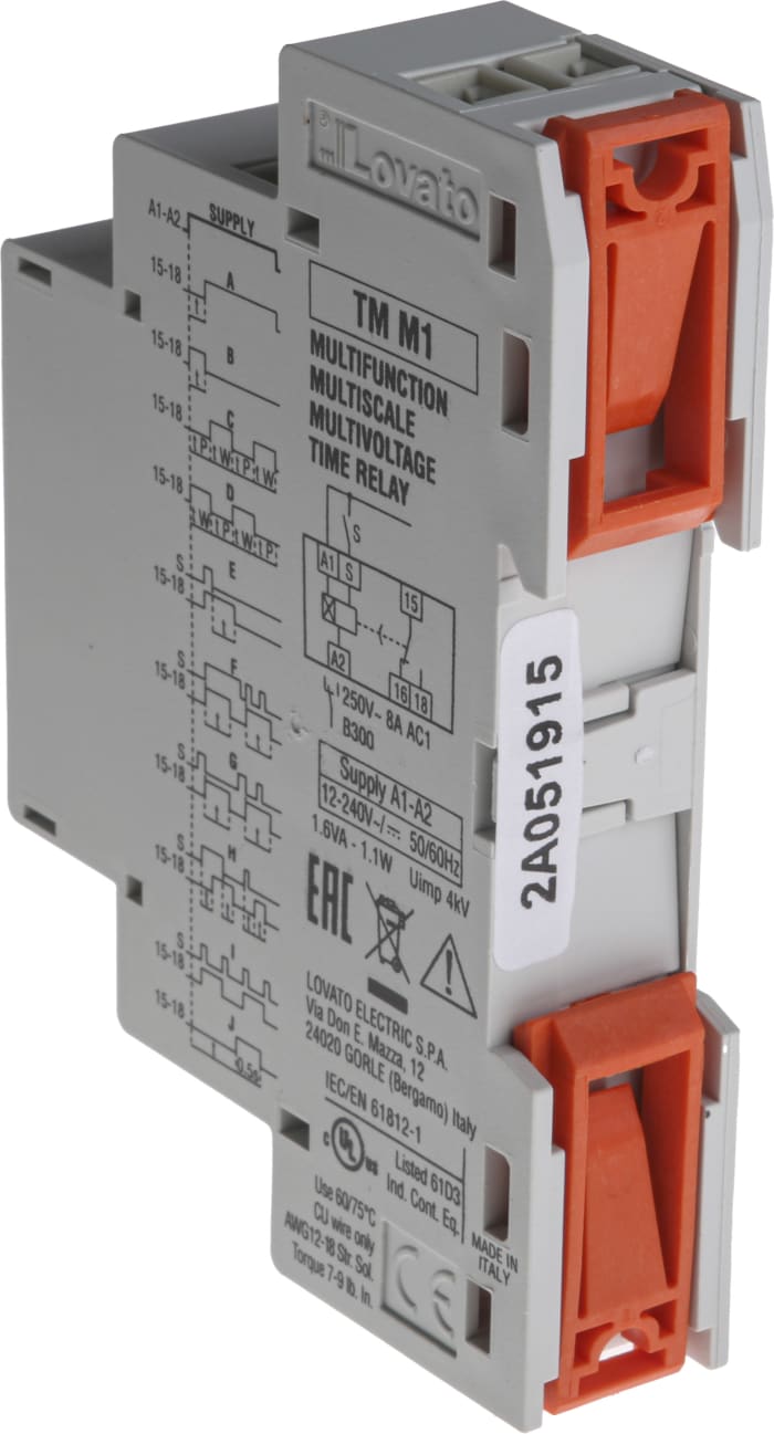 TMM1 Lovato | Lovato DIN Rail Mount Timer Relay, 12 → 240V ac/dc, 2 ...
