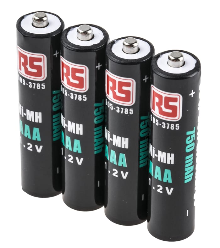 RS PRO | RS PRO NiMH Rechargeable AAA Battery, 750mAh, 1.2V | 905-3785 | RS Components