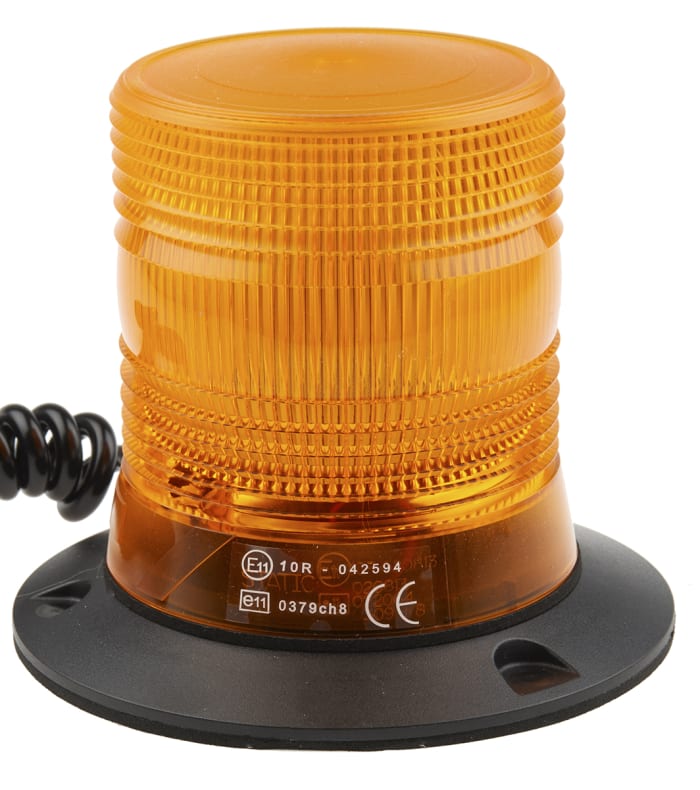 RS PRO | RS PRO Amber Flashing Beacon, 10 → 100 V dc, Magnetic Mount ...
