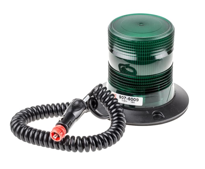 RS PRO | RS PRO Green Flashing Beacon, 10 → 100 V dc, Magnetic Mount ...