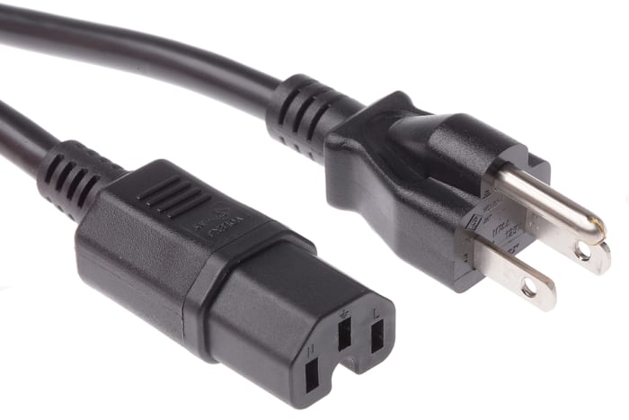 RS PRO | RS PRO IEC C15 Socket to Type B Japanese Plug Power Cord, 2m ...