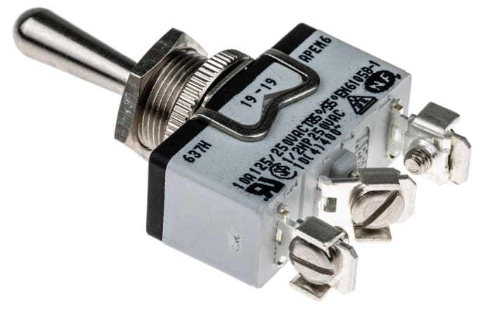 637H APEM | APEM Toggle Switch, Panel Mount, (On)-Off-(On), SPDT, Screw ...