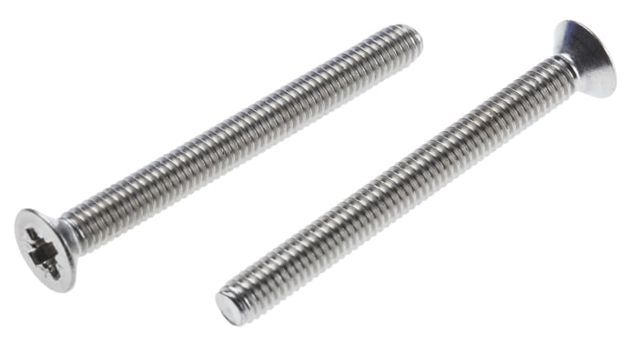 RS PRO | RS PRO Pozi M4 Countersunk A2 304 Stainless Steel Machine Screws DIN 965 x 40.0mm | 914 ...