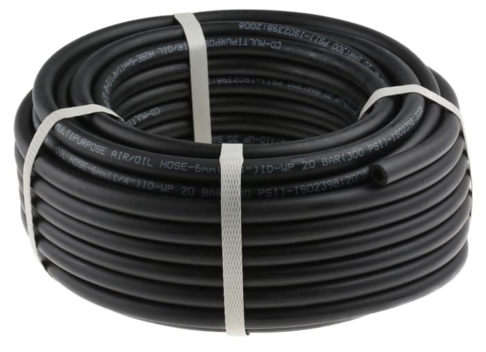 RS PRO | RS PRO NBR, Hose Pipe, 6mm ID, 12mm OD, Black, 25m | 914-5540 | RS