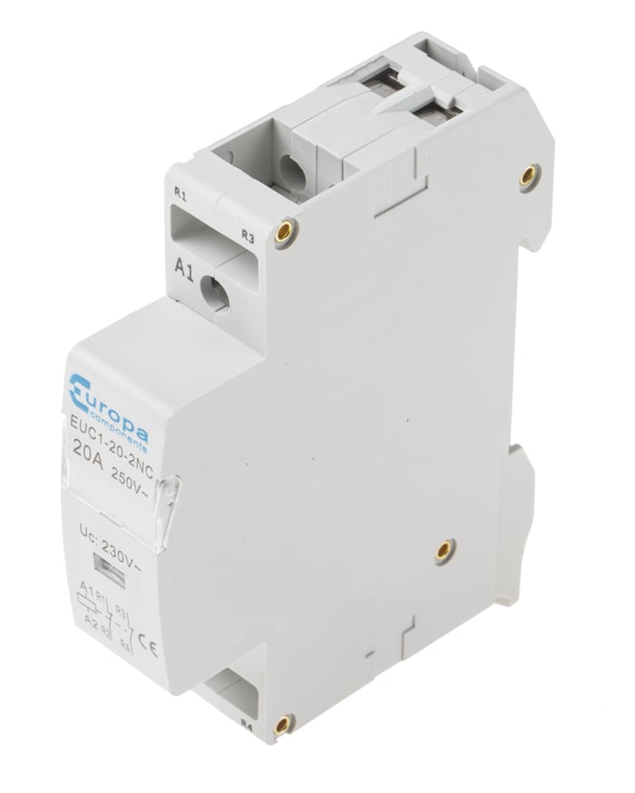 EUC1-20-2NC Europa | Europa EUC Contactor, 230 V ac Coil, 2-Pole, 20 A ...