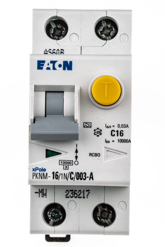236217 PKNM-16/1N/C/003-A-MW Eaton | Interruptor diferencial Eaton, 16A Tipo C, 2 Polos, 30mA ...