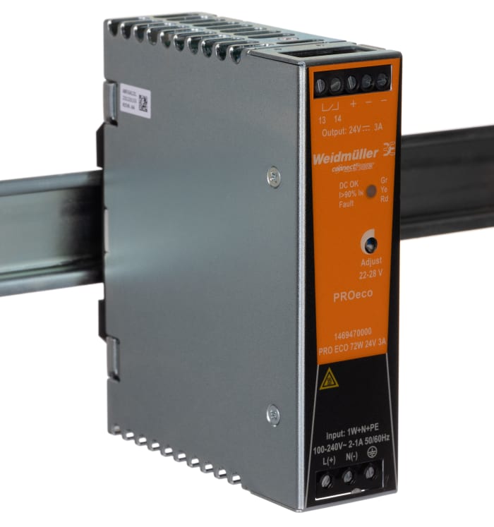 1469470000 Weidmüller | Weidmuller PRO ECO Switched Mode DIN Rail Power ...