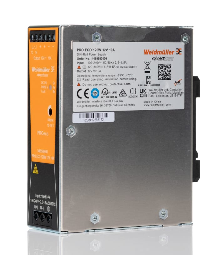 1469580000 Weidmüller | Weidmuller PRO ECO Switched Mode DIN Rail Power ... 1469580000 Weidmüller | Weidmuller PRO ECO Switched Mode DIN Rail Power ...