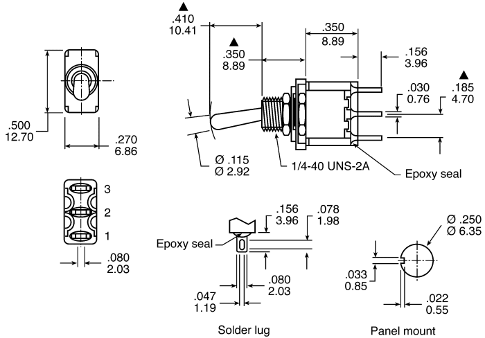 RS PRO | RS PRO Toggle Switch, Panel Mount, On-Off-On, SPDT, Solder ...