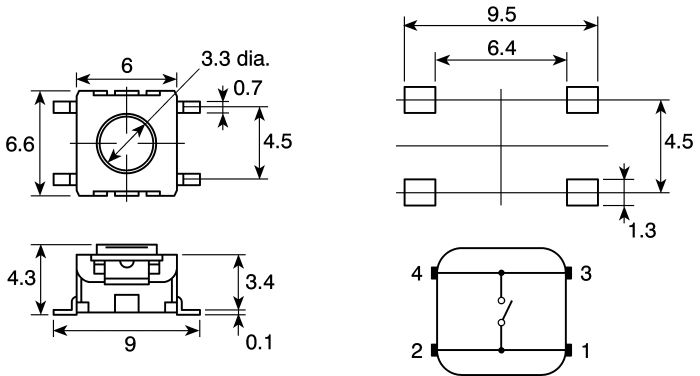 B3S-1000 Omron | Omron Cream Button Tactile Switch, SPST 50 mA @ 24 V ...