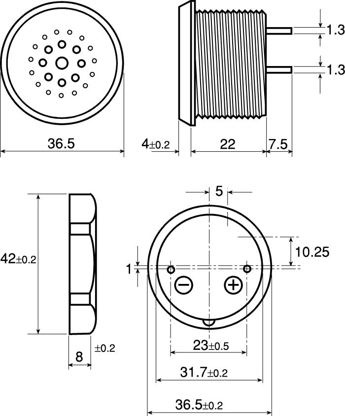 SC235B Sonitron | Sonitron 87dB Panel Mount Continuous Internal Buzzer ...