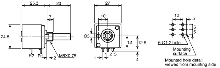 RK27112A00CF Alps Alpine | Alps Alpine RK27 50kΩ Rotary Carbon Film ...