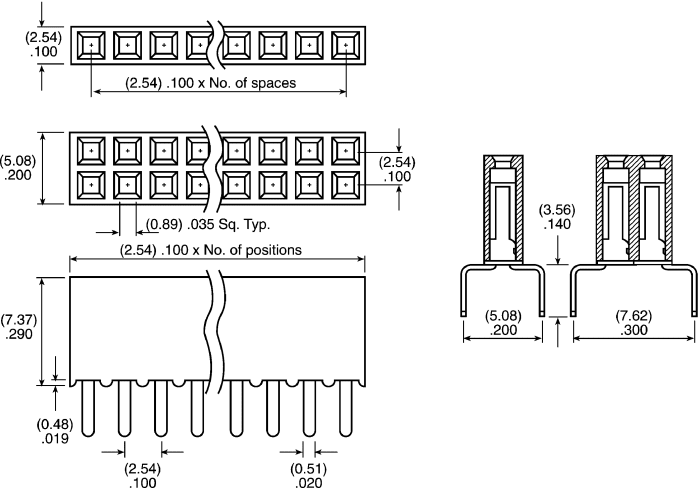 BCS-110-L-S-PE Samtec | Samtec Straight Through Hole Mount PCB Socket ...