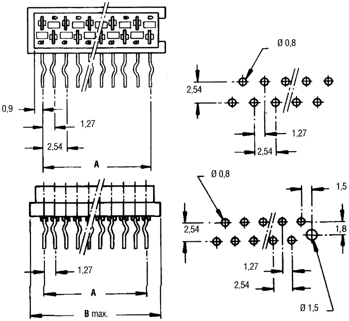 7-215460-8 TE Connectivity | TE Connectivity Micro-MaTch Series Right Angle Through Hole Mount ...