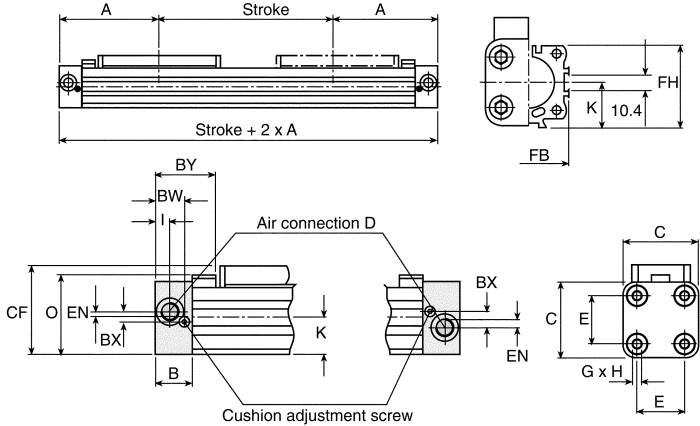 OSP-P40-00000-01200 Parker Origa | Parker Origa Double Acting Rodless ...