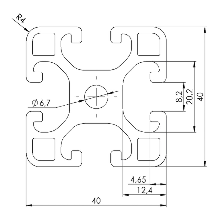 RS PRO | RS PRO Silver Aluminium Strut Profile 40 x 40 mm 8 mm Groove ...