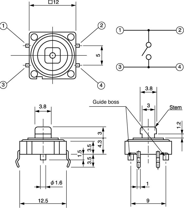 SKHCBEA010 Alps Alpine | Alps Alpine Black Button Tactile Switch, SPST ...