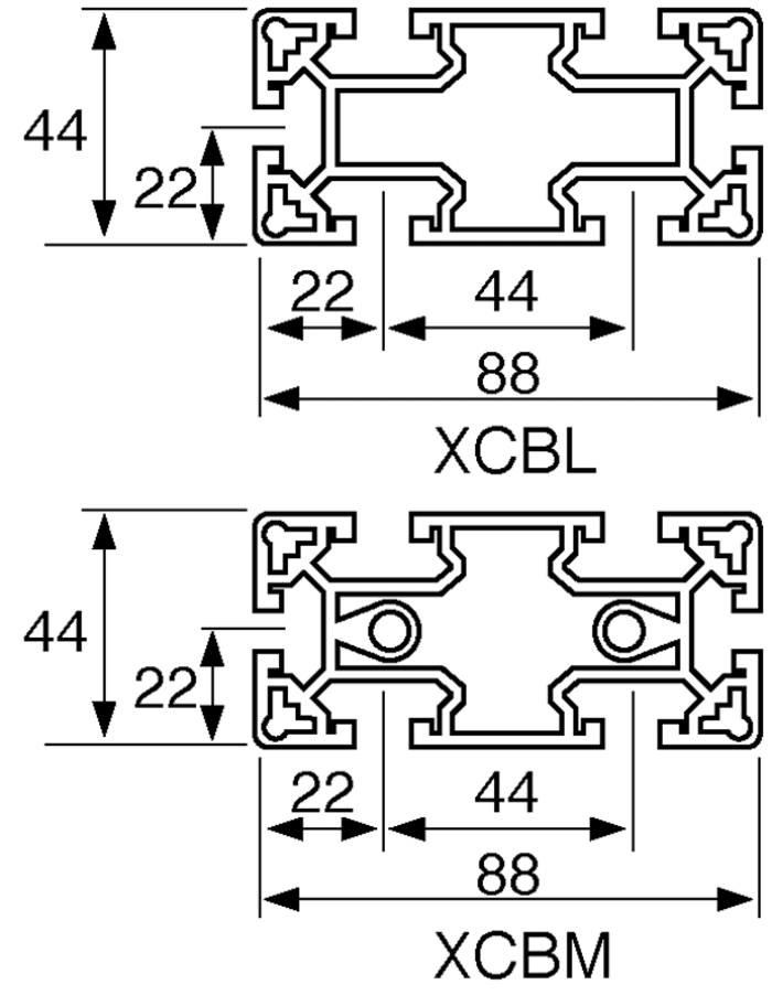 XCBM 2X44X88 FlexLink | Perfil de Aluminio Plateado, perfil de 44 x 88 ...