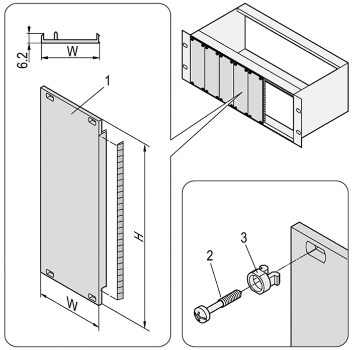 20838-125 nVent SCHROFF | nVent SCHROFF Grey Aluminium Front Panel, 3 U ...