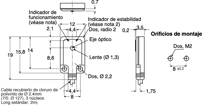 E3T-FT14 2M Omron | Omron Through Beam Photoelectric Sensor, Block ...