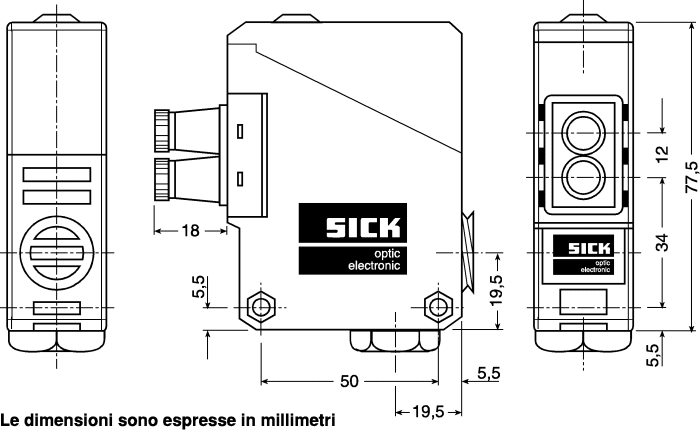 WLL260-F240 SICK | Sensor de fibra óptica SICK con luz LED Rojo, salida PNP, 10 → 30 Vdc, IP66 ...