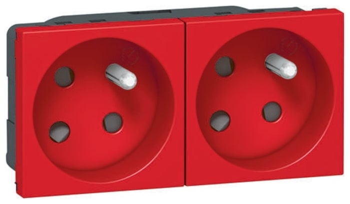 0 771 52 Legrand | Legrand Mosaïc Red 2 Gang Plug Socket, 16A, Type E ...