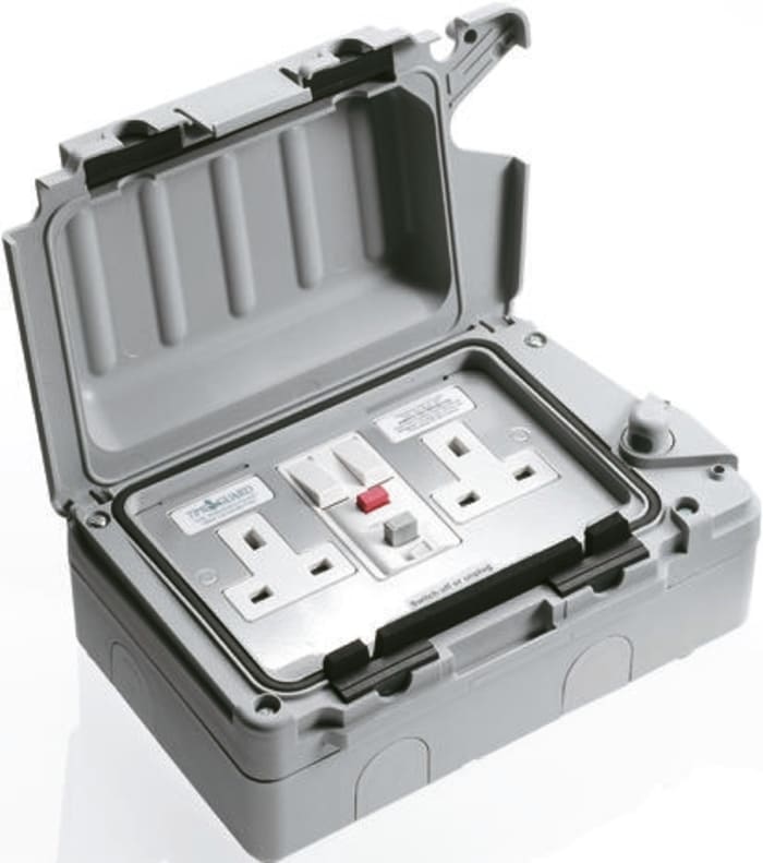 WP205 Theben / Timeguard | 13A, Passive, 2 Gang RCD Socket, Switched ...
