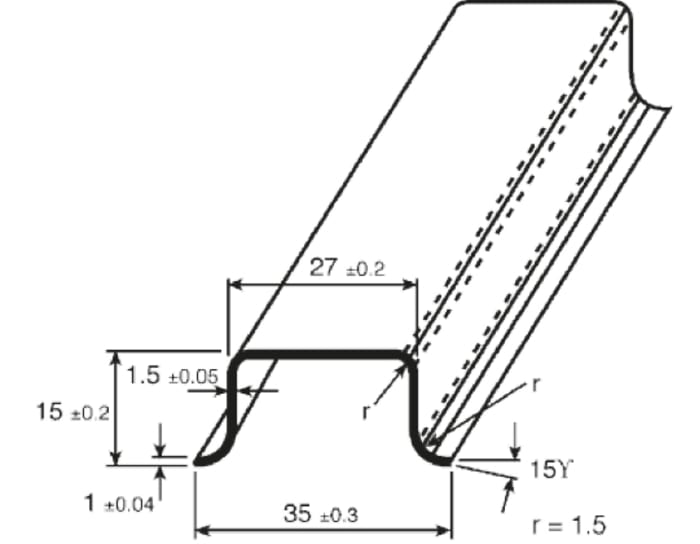 RS PRO | RS PRO Steel Unperforated DIN Rail, Deep Top Hat Compatible ...