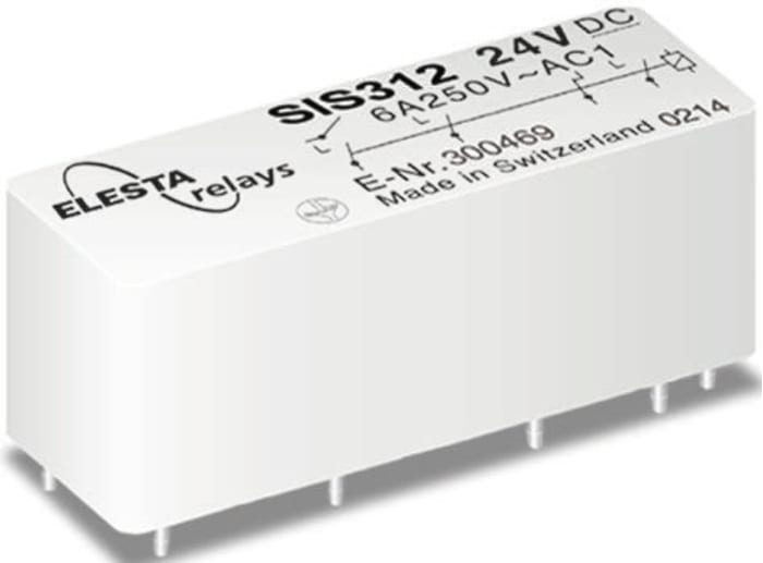 SIS 312 24VDC Elesta | Elesta PCB Mount Force Guided Relay, 24V dc Coil ...