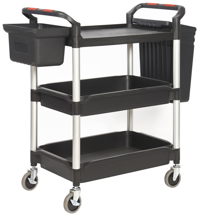 RS PRO | RS PRO 3 Shelf Plastic Trolley, 1100 x 490mm, 150kg Load | 103 ...