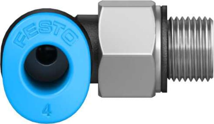 QSML-M5-4 Festo | Festo QS Series Elbow Threaded Adaptor, M5 Male to Push In 4 mm, Threaded-to ...