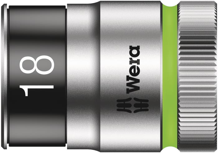05003738001 Wera | Wera 1/2 in Drive 18mm Standard Socket, 6 point, 37 ...