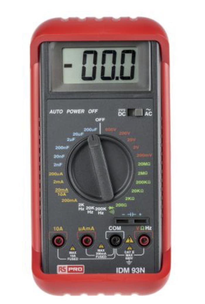 RS PRO | RS PRO IDM93M Handheld Digital Multimeter, 10A ac Max, 10A dc ...