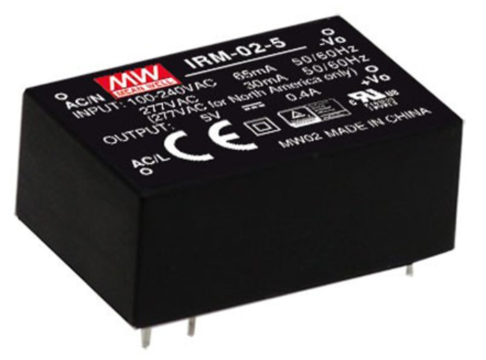 IRM-02-5 MEAN WELL | MEAN WELL Switching Power Supply, IRM-02-5, 5V dc ...