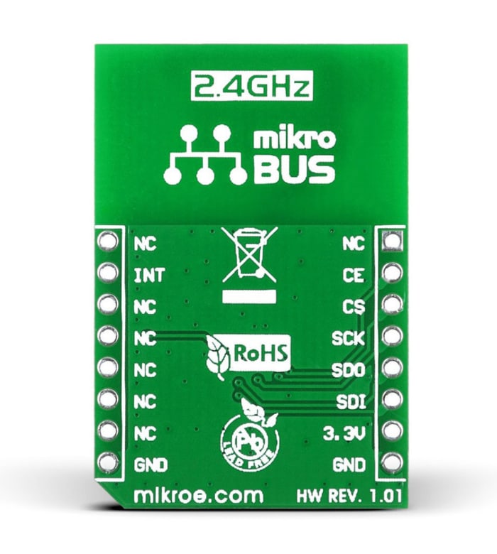 MIKROE-1305 MikroElektronika | MikroElektronika nRF T Click nRF24L01P RF Transceiver mikroBus ...
