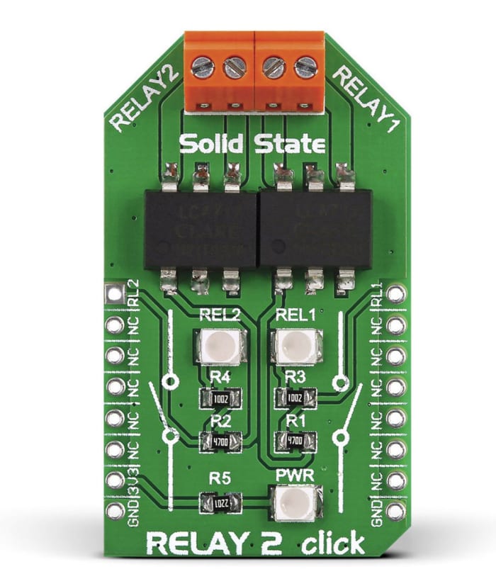 MIKROE-1899 MikroElektronika | MikroElektronika Relay 2 Click for LCA717 for Lights, Motors ...